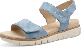s.Oliver Damen Sandalen flach mit Klettverschluss Vegan, Blau (Soft Blue), 38 EU