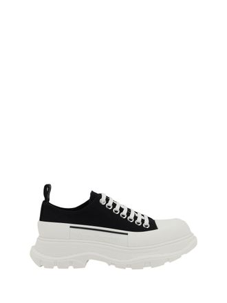 Alexander McQueen Womens Sneakers Tread Slick Black-White Upper Cotton Trainers Black/white