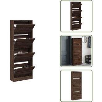 vidaXL Schrank f&uuml;r Schuhe - vidaXL Schuhschrank Braun Eichen-Optik 60x21x163,5 cm Holzwerkstoff - Schrank f&uuml;r Wohnzimmer