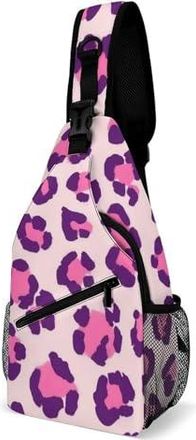 Generic Sacoche Homme Bandouliere Imprim&eacute; l&eacute;opard gu&eacute;pard Roses &agrave; fleurs Casual Sling Bag L&eacute;ger Sac &agrave; Poitrine pour Homme Cyclisme Voyage