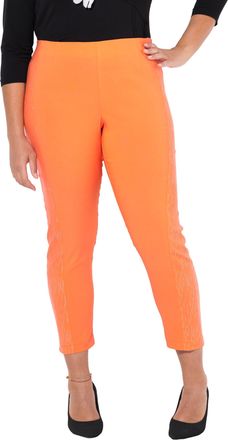 Miamoda Damen gro&szlig;e Gr&ouml;&szlig;en &Uuml;bergr&ouml;&szlig;en Plus Size Bengalin-Hose, elastischer Slim Fit, Metallic-Druck Mandarine 48 834011650-48