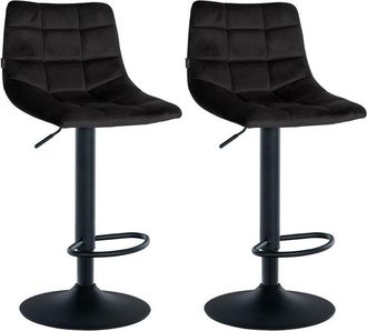 Clp 2er Set Barhocker Jerry Samt schwarz schwarz