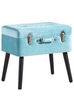 Xora Hocker, Blau, Schwarz, Holz, Textil, Kiefer, rechteckig, 50x46x35 cm, Stauraum, Wohnzimmer, Hocker, Sitzhocker