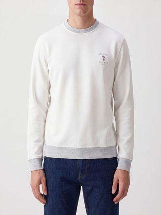 Brunello Cucinelli Baumwoll-Sweatshirt mit Rundhalsausschnitt und Kontrast-Logostickerei