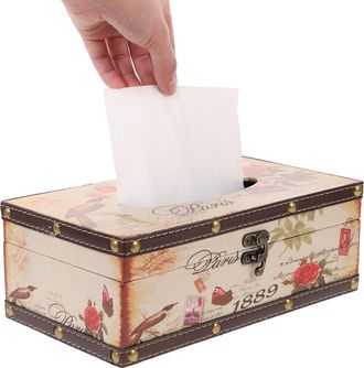 Yarnow Taschentuchbox aus Holz, Vintage, dekorativer Serviettenhalter, ideal für Zuhause, Büro und Wohnzimmer