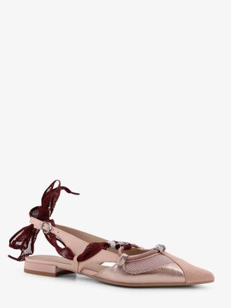 Pinko Womens Ballerina Gianira Leather Beige Shoes