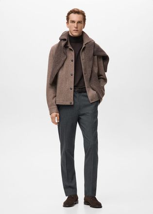 Mango Slim-Fit-Flanellhose dunkelgrau meliert - Herren - 38 - MANGO MAN