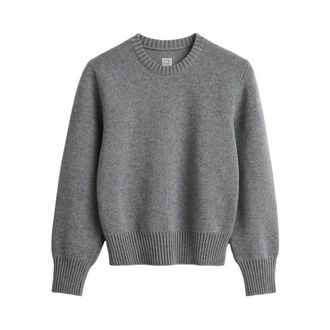 Toteme Merino Baumwoll-Rundhalsstrickpullover - - Knitwear - Damen - Grau - S