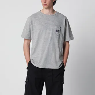Needles Graues Baumwoll-T-Shirt mit Stickerei