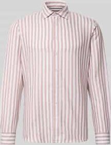 Jake*s Slim Fit Business-Hemd aus Leinen-Mix mit Kentkragen