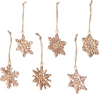 NUOBESTY 6 St&uuml;ck Holz Schneeflocken Ornamente Zum Aufh&auml;ngen Winterliche Weihnachtsbaumschmuck Deko F&uuml;r Festliche Stimmung Ideal F&uuml;r Weihnachtsfenster Und Tisch