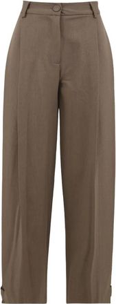 SOLOTRE Stoffhose mit Seitenklappen und Bundriegeln - - Trousers - Damen - Braun - M