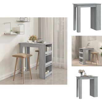 vidaXL Bartisch mit Regal Grau Sonoma 102x50x103,5cm Holzwerkstoff - Bartisch - Stehtisch - Bistrotisch - K&uuml;cheninsel - Esstisch Klein