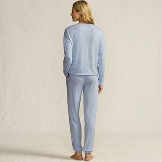 Lands End Silky Knit Lounge-Set, Damen, Größe:40-42 regular, Blau, Polyester/Viskose/Polyester-Mischung, by Lands End