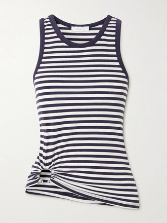 Paco Rabanne D&eacute;bardeur En Jersey De Coton M&eacute;lang&eacute; &Agrave; Rayures Et &Agrave; Ornement - Blanc