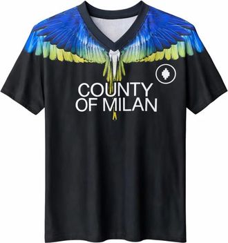 Marcelo Burlon Homme, Tops, Noir, Taille: XL Soccer T-Shirt
