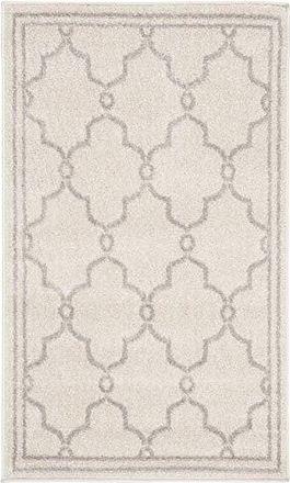 Safavieh Geometrisch Teppich für Wohnzimmer, Esszimmer, Schlafzimmer - Amherst Collection, Kurzer Flor, Elfenbein und Hellgrau, 76 X 122 cm