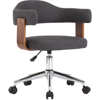 vidaXL Chaise pivotante de bureau Gris Bois courb&eacute; et tissu vidaXL