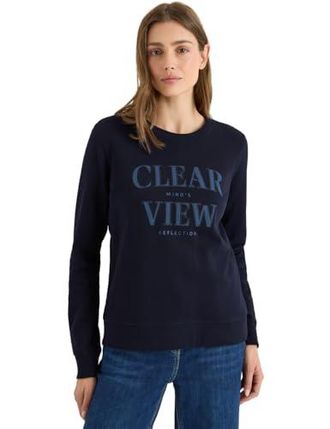 Cecil 3017255 Sweat-Shirt avec Inscription, Urban Dark Blue, L Femme