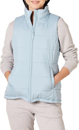 Amazon Essentials Damen Mittelschwere Daunenweste mit Rei&szlig;verschluss, Staubblau, S