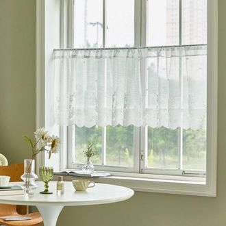 Generic Fenster for Kurzgardine, Franz&ouml;sisches Transparent Spitze T&uuml;llvorhang mit Stangentaschen Bistrogardine for Wohnzimmer Schlafzimmer Kinderzimmer (Color