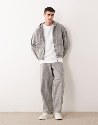 Asos Veste &agrave; capuche densemble &agrave; rayures - Gris et blanc