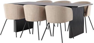 ebuy24 Vail Essgruppe Tisch schwarz und 6 berit St&uuml;hle beige