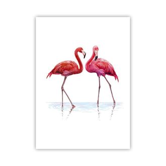 Arttor Wandposter Art Prints 50x70cm Poster ohne Rahmen Flamingos Rosa Paar K&uuml;che Wanddeko Bild Wand Kunstdruck Deko Wandbilder Dekoration Wohnzimmer Schlafz