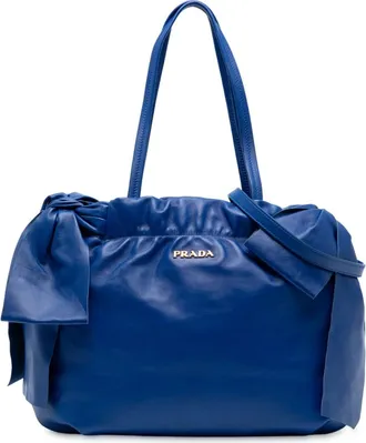 Prada 2000-2025 Antique Bow Satchel-Tasche aus Nappaleder - Blau