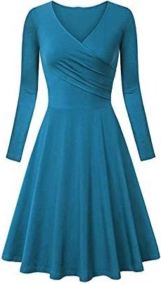 Generic Robes amincissantes pour femmes, robe d&eacute;contract&eacute;e &agrave; imprim&eacute; floral pour lext&eacute;rieur, la maison, &agrave; manches longues, t-shirt mince, col en V, mini, b, X