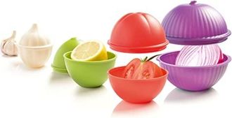 Mastrad Mastrad Veggie Savers - Gemüse-Aufbewahrungsboxen - 4 Passformen: Knoblauch, Zwiebel, Zitrone, Tomate - Platzsparend - dauerhafte Frische und Geruchsn