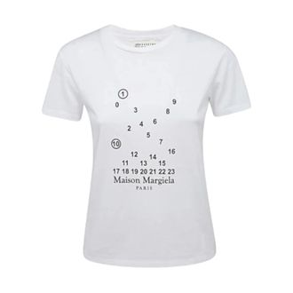Maison Margiela T-shirt en coton &agrave; motif chiffres - Femme - Tops - Blanc - Taille: 36 FR