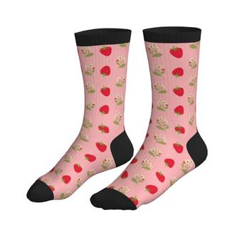 Generic Jardin De Fraises &Agrave; Fleurs Roses 5 Chausettes Fantaisie Chaussettes Hommes Chaudes Chaussettes Pour Adulte Affaires Quotidien 40Cm