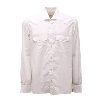 Mazzarelli Camicia Puglia Texana - - Shirts - Herren - Wei&szlig; - XL