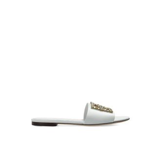 Dolce & Gabbana Lederslipper mit schimmernden Verzierungen - - Shoes - Damen - Wei&szlig; - 39 EU