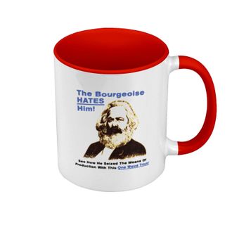 Fabulous Tasse, Farbe Premium Qualit&auml;t, Rot - Bourgeoise Karl Marx Meme Collage Vintage Illustration Kunst Humor Parodie - Tasse mit Henkel und farbigem Innenr