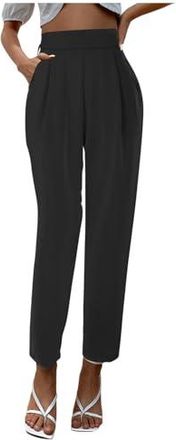 Generic Pantalon DéContracté Femme Pantalons DoubléS pour Femme Vintage Paillettes Couleur Unie Chic ÉLastique Taille Haute Pantalon Bouffant avec Poches Sexy