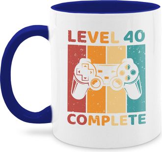 Shirtracer Tasse Tassen 325ml - 40. Geburtstag - Level 40 Complete I Vierzig freigeschaltet I Unlocked I Completed I Zocker I Gamer - 325 ml - Dunkelblau - m nne