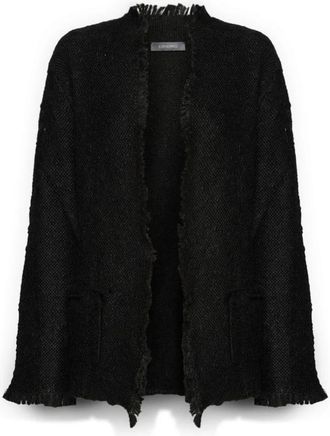 Elena Miro Femme, Pulls, Noir, Taille: 38 FR Cardigan &agrave; franges