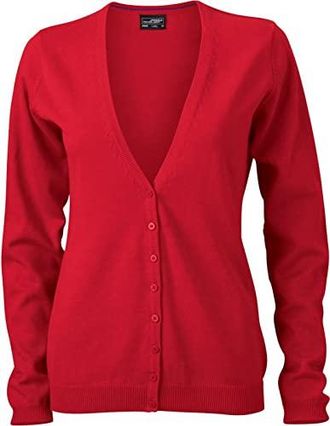 James & Nicholson Cardigan Classique en Coton (M, Rouge)