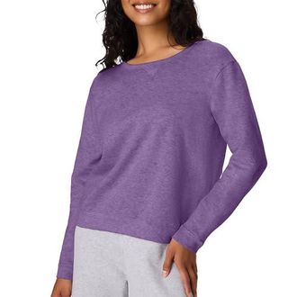 Hanes Womens V-Notch Pullover Fleece Sweatshirt, Violet Splendor Heather