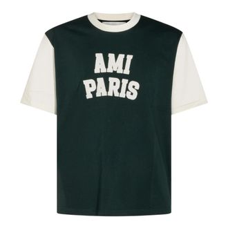 Ami Filz-Logo T-Shirt - - Tops - Herren - Gr&uuml;n - L