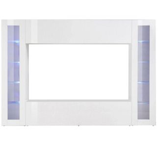 Dmora Dmora - Meuble Mural Dgirm, Ensemble de salon Meuble tv avec 4 portes, Meuble de salon polyvalent, 100% Made in Italy, cm 260x30h180, Blanc brillant