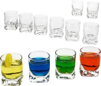 MamboCat 12er Set Frosty Schnapsgläser I 2cl & 4cl I 12 Personen I Shot Glas mit schwerem Boden & EIS-Relief I Pinnchen für Wodka, Tequila, Likör etc