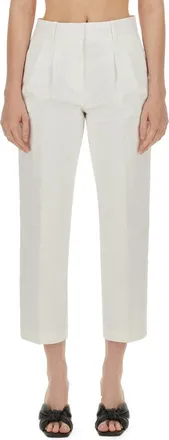 Michael Michael Kors Cropped Cotton-Viscose Trousers - White