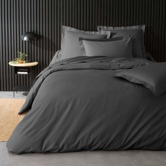 Douceur d'Intérieur Douceur Dintérieur - Housse de Couette Gris foncé en Percale de Coton - Douceur et Élégance 260 x 240 cm