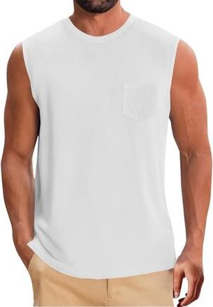 Generic D&eacute;bardeur de sport ray&eacute; pour homme - Sans manches - Pour entra&icirc;nement musculaire - D&eacute;bardeurs d&eacute;t&eacute; d&eacute;contract&eacute;s, blanc, 4XL