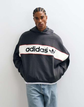 adidas Originals Signature-Colour-Block-Kapuzenpullover in Schwarz