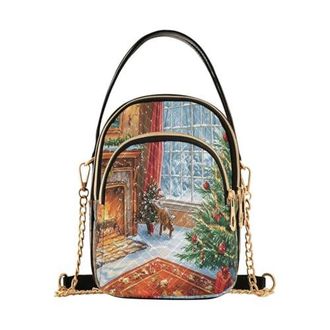 Mnsruu Sac &agrave; bandouli&egrave;re color&eacute; vieux arbre de No&euml;l en cuir pour femme