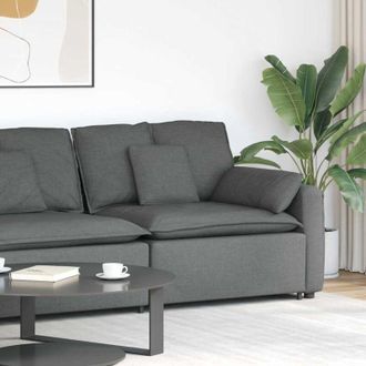 vidaXL vidaXL Modulares Sofa Endmodul mit Armlehne Kissen Dunkelgrau 100 cm